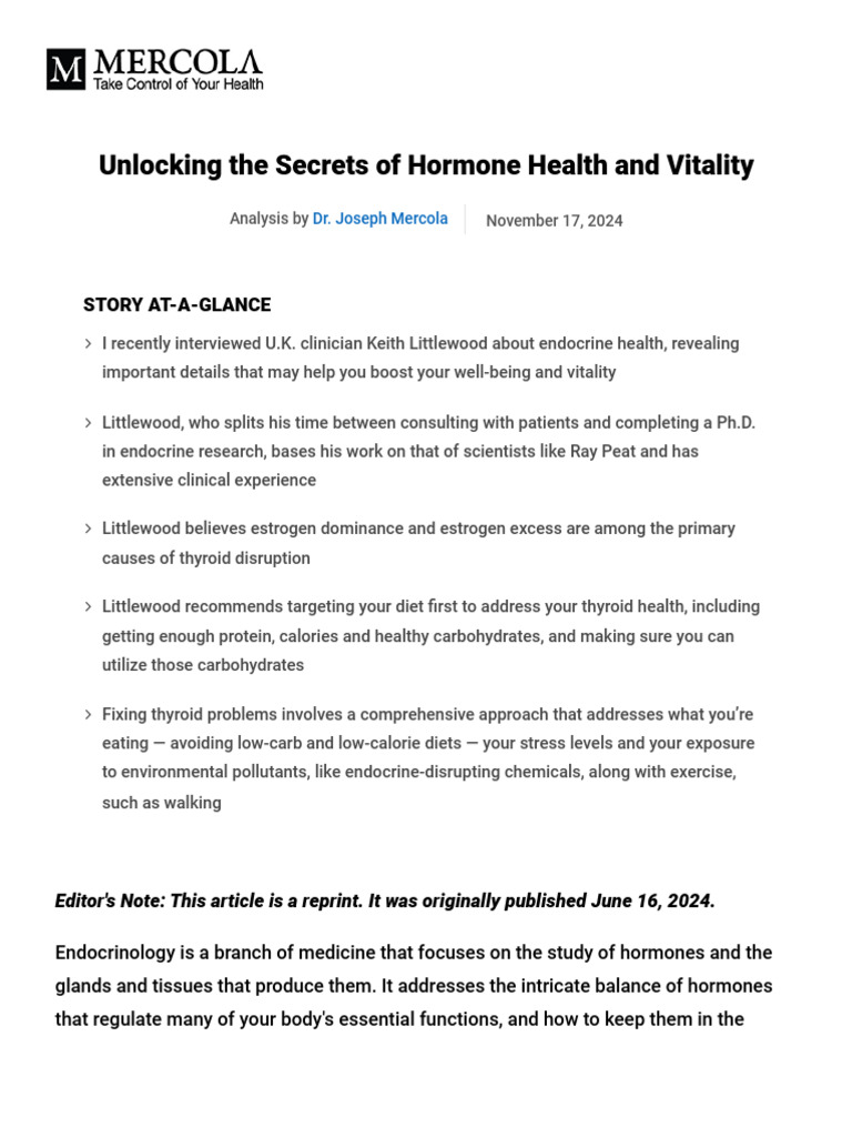 Endocrine Health PDF | PDF | Thyroid Stimulating Hormone | Vitamin E