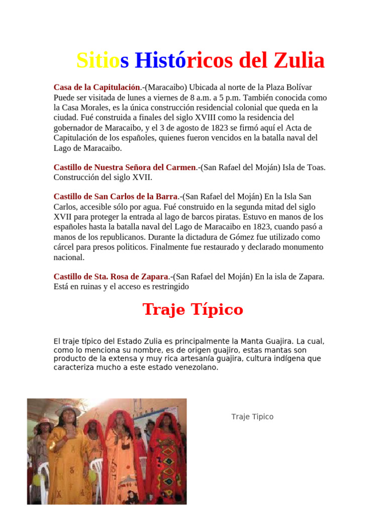 Sitios Históricos y Cultura del Zulia | PDF