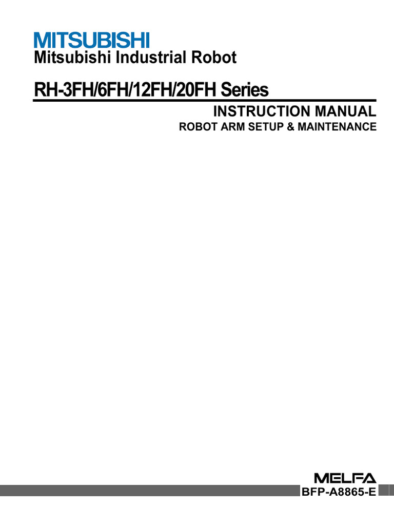 MITSUBISHI RH 6FH D12FH D20FH D Series Instruction Manual Robot Arm ...