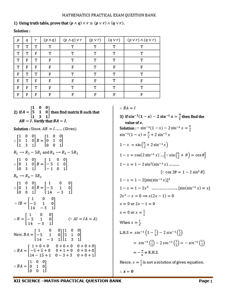 Maths Practical Xii Science QB | PDF | Applied Mathematics | Physics