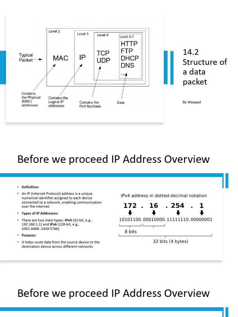 14.2 Structure of A Data Packet | PDF | Ip Address | Internet Protocols