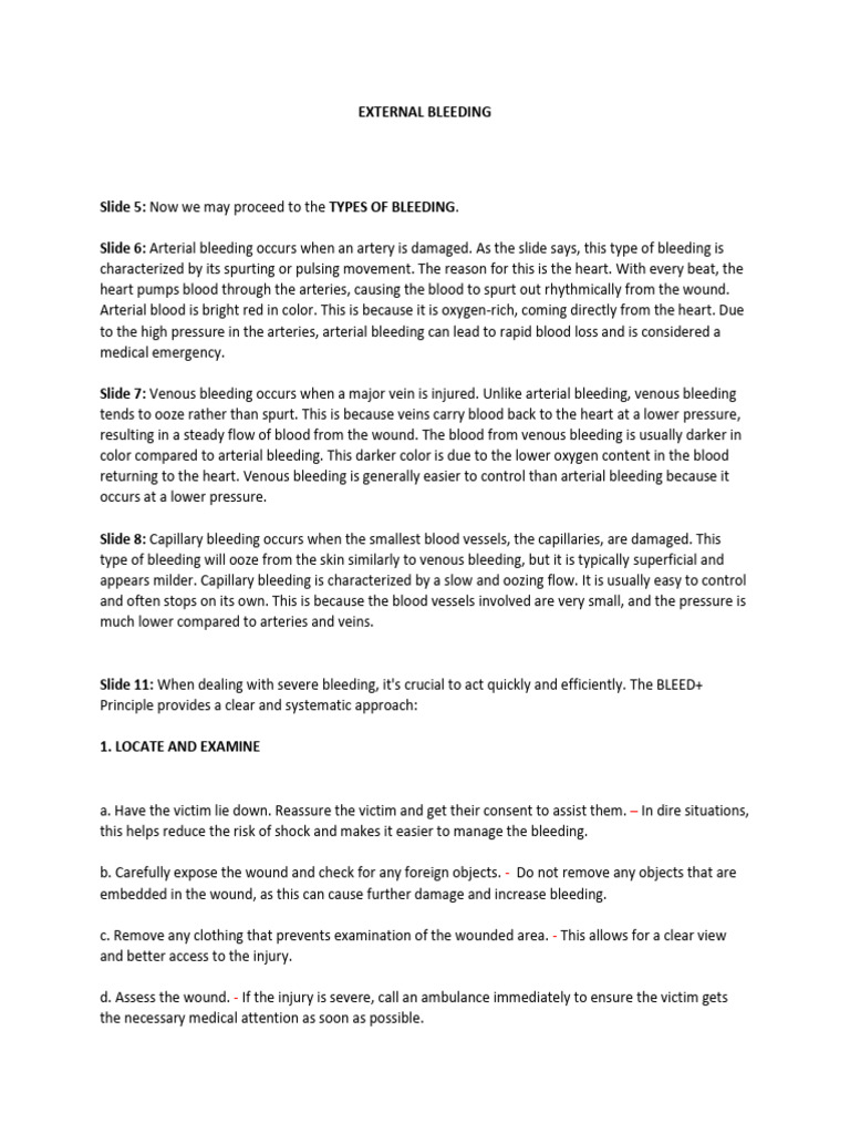 EXTERNAL BLEEDING | PDF | Artery | Vein