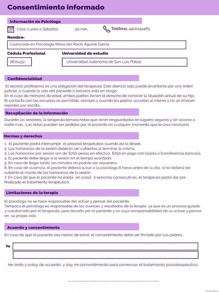 Formato de entrevista inicial para psicologos | PDF