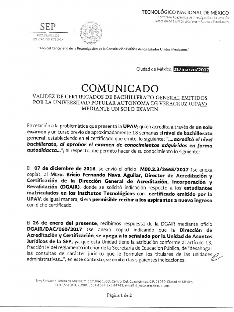 Comunicado Upav | PDF