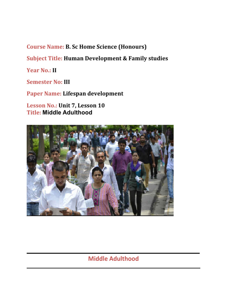 Understanding Middle Adulthood Development | PDF | Menopause | Adults