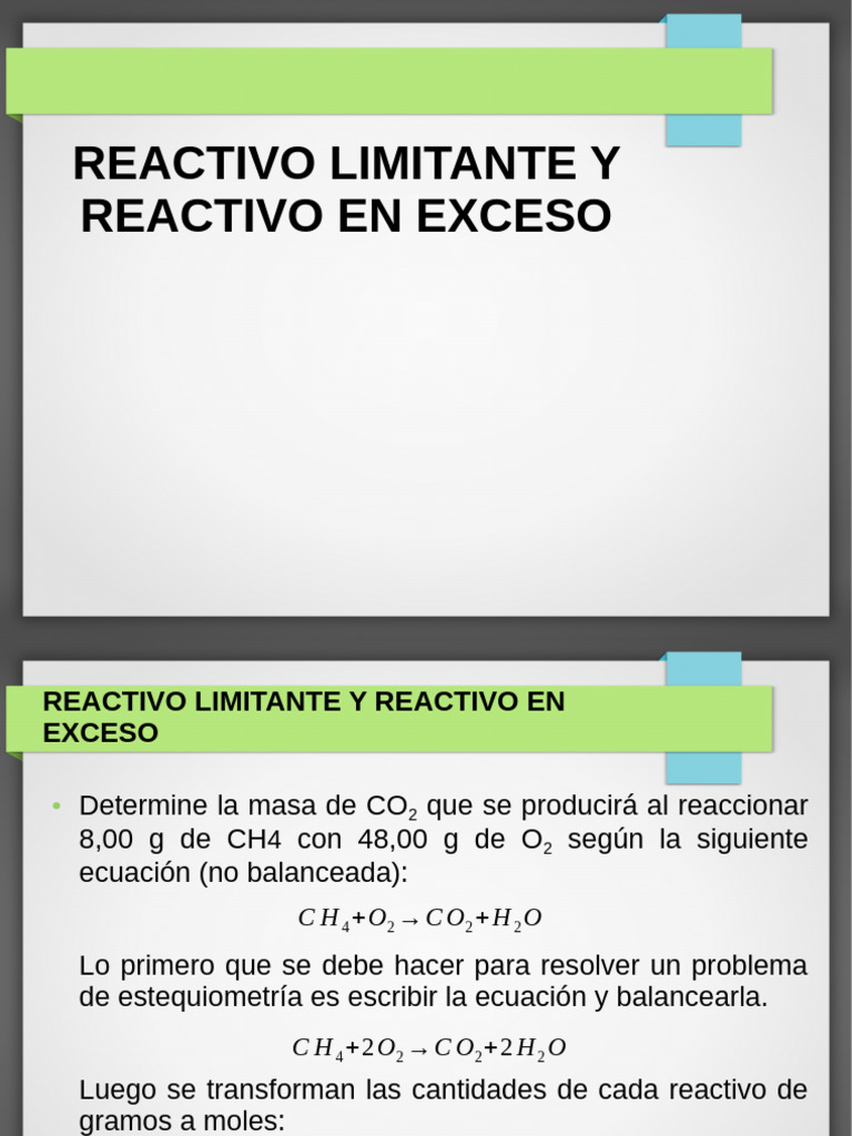 Reactivo limitante y en exceso | PDF | Mole (Unidad) | Cantidades fisicas