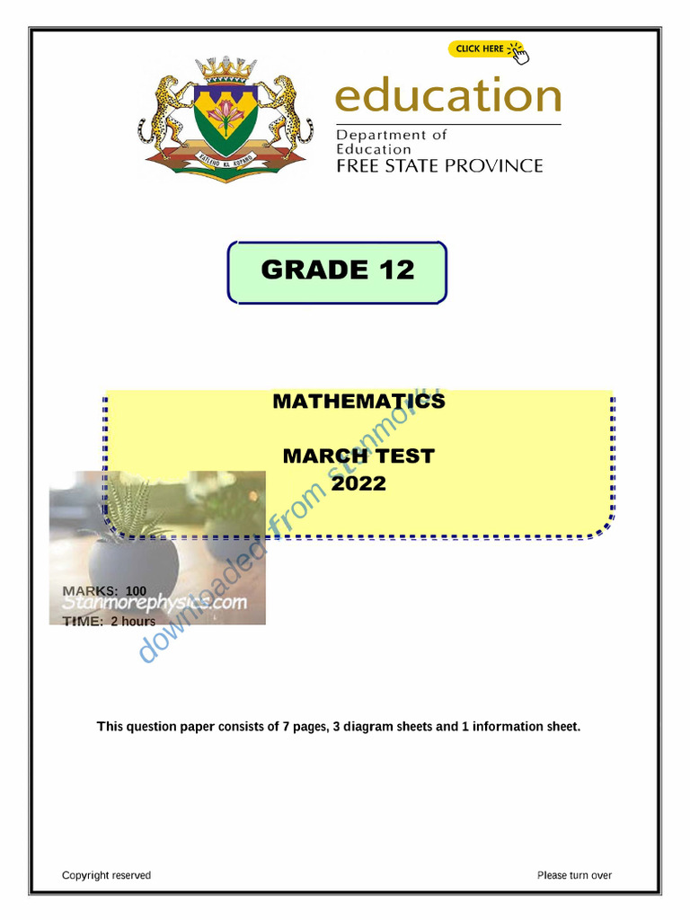 FS Maths March 2022 Gr12 QP and Memo | PDF | Mathematics