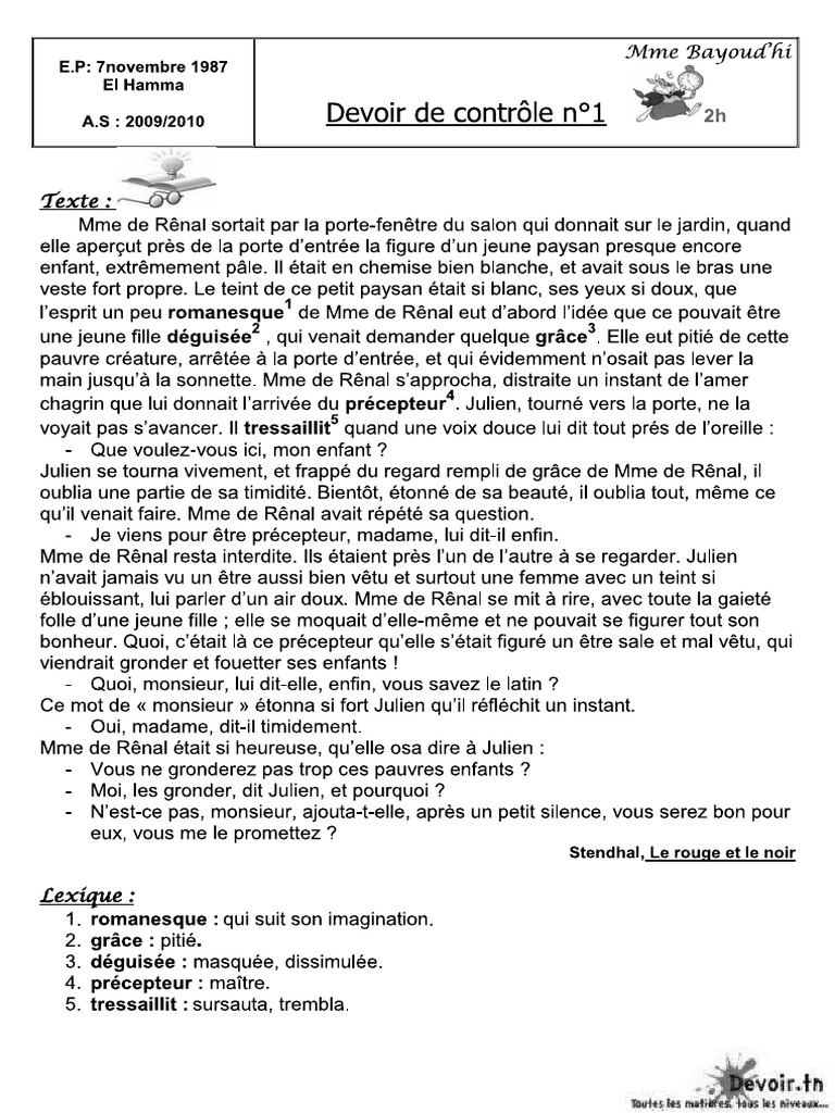 Devoir 1 Ere | PDF