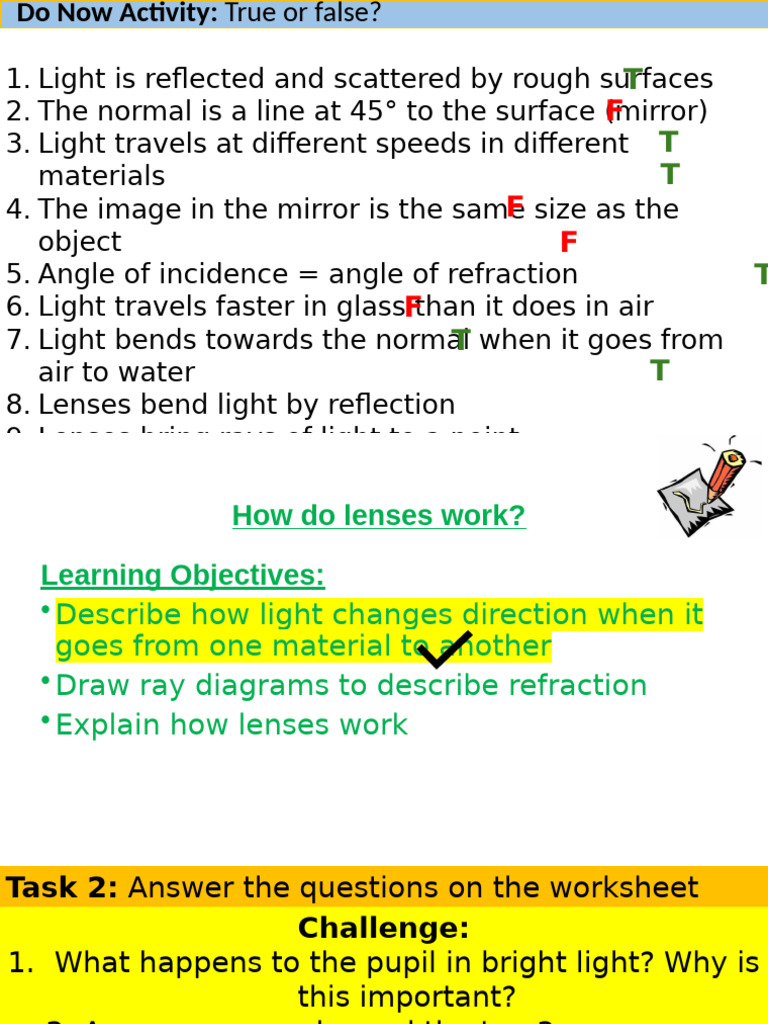 Topic 8J (Light) - Lesson 5 | PDF | Eye | Refraction