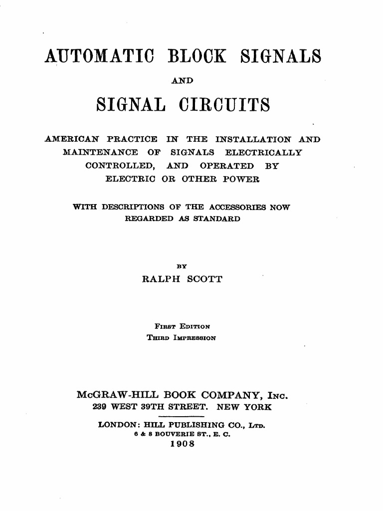 Automatic Block Signals and Signal Circuits - Ralph Scott 1908 | PDF | Relay | Switch