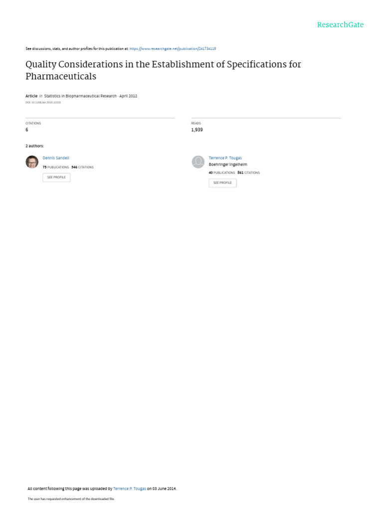 Pharmaceutical Quality Specifications Guide | PDF | Dose (Biochemistry ...