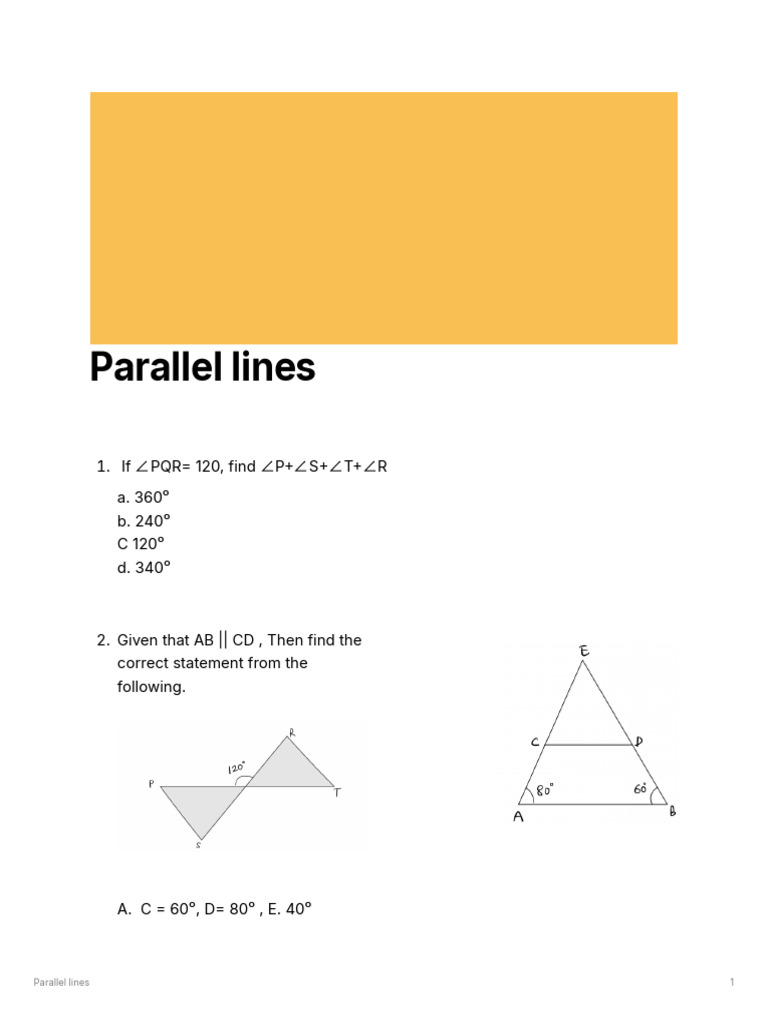 Parallel Lines | PDF | Triangle | Angle
