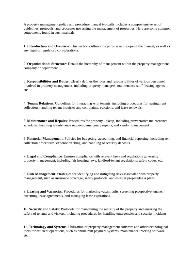 A Property Management Policy and Procedure Manual | PDF | Property ...