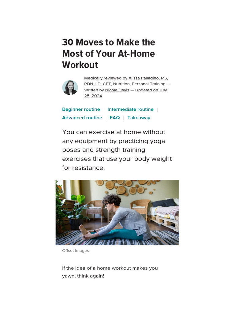 30 At-Home Workout Moves - 20-Minute Set, All Levels, Without Equipment ...