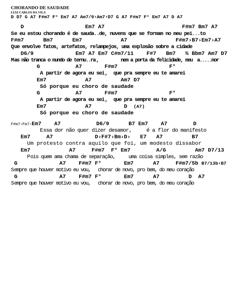 Chorando de Saudade | PDF