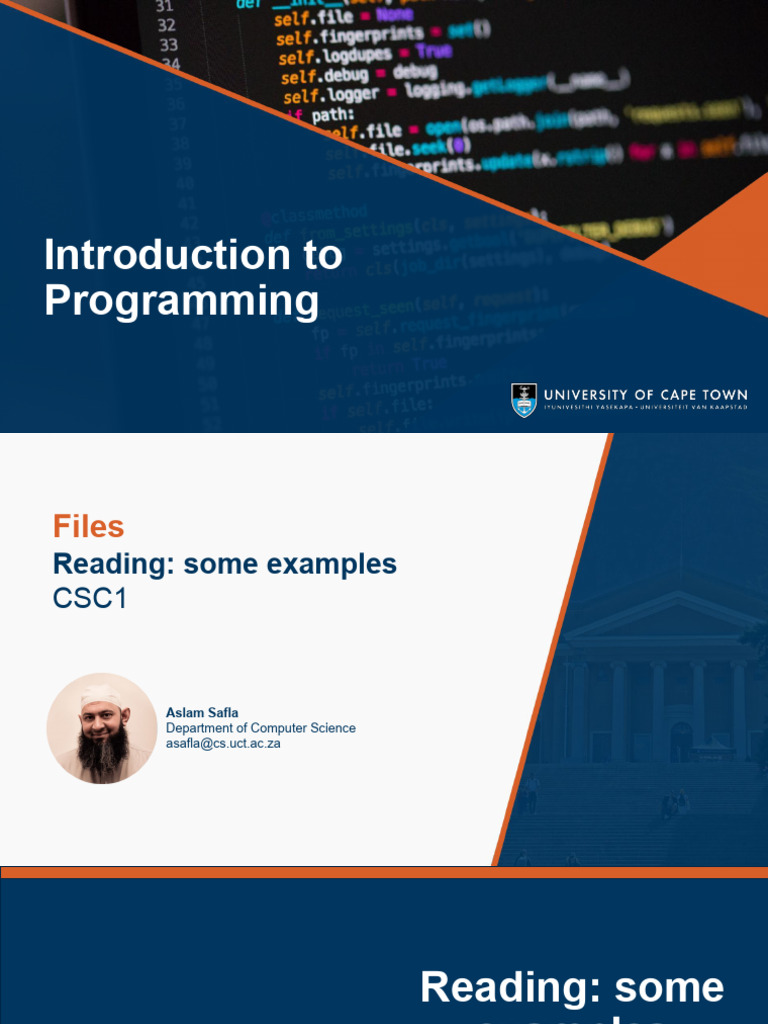 CSC1015F Files Reading Some Examples.pptx | PDF | Text File | Computer File