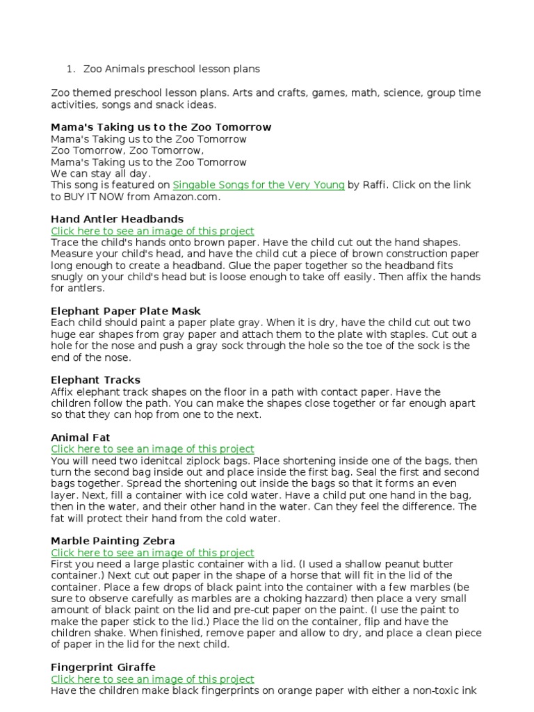 Preschool Zoo Lesson Plans and Activities | PDF | Zoo | Bears