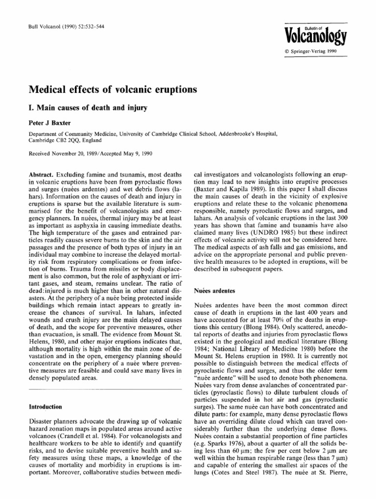 Medical effects of volcanic eruptions | PDF | Volcano | Types Of ...