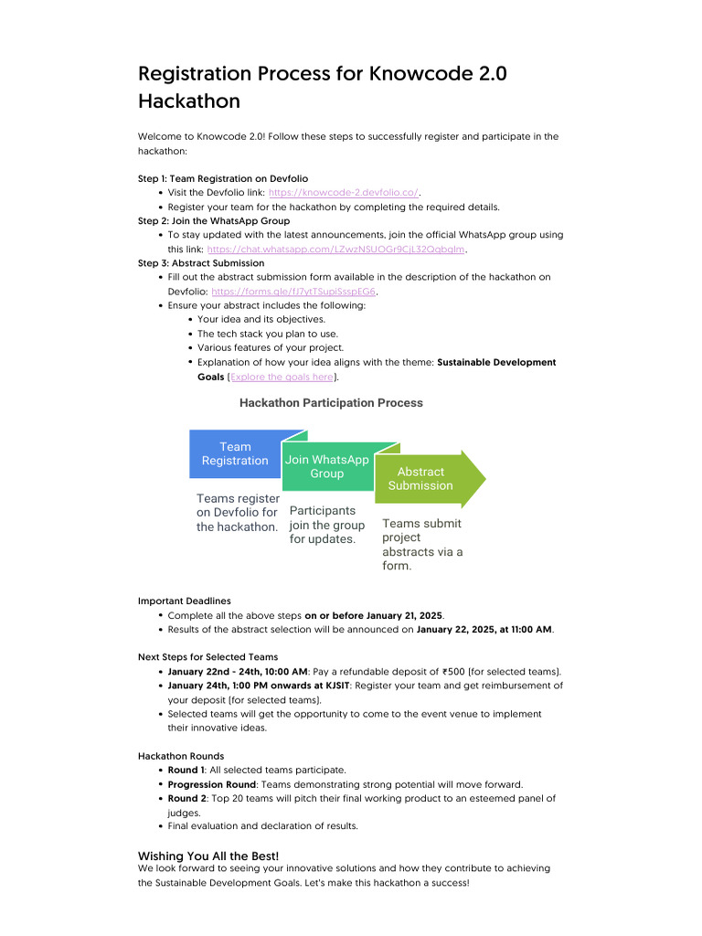 Registration Process For Knowcode 2.0 Hackathon | PDF