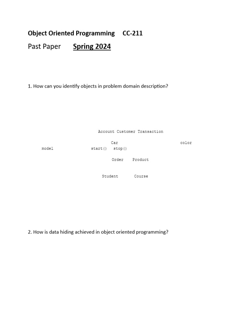 BSCS CC-211 2024 Re-Sit Solved PP Spring | PDF | Programming | Constructor (Object Oriented ...