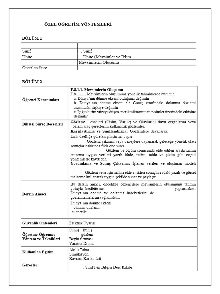 FBÖ328-5E Ders Planı | PDF