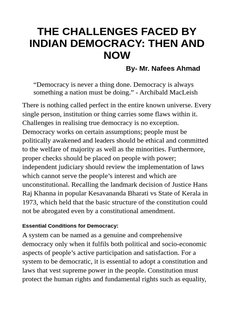 Challenges to Indian Democracy Today | PDF | Justice | Crime & Violence