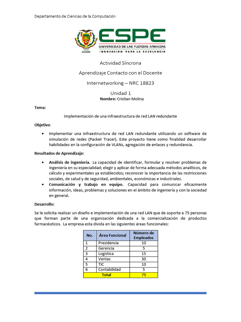 Implementación de Red LAN Redundante | PDF | Red de arquitectura ...