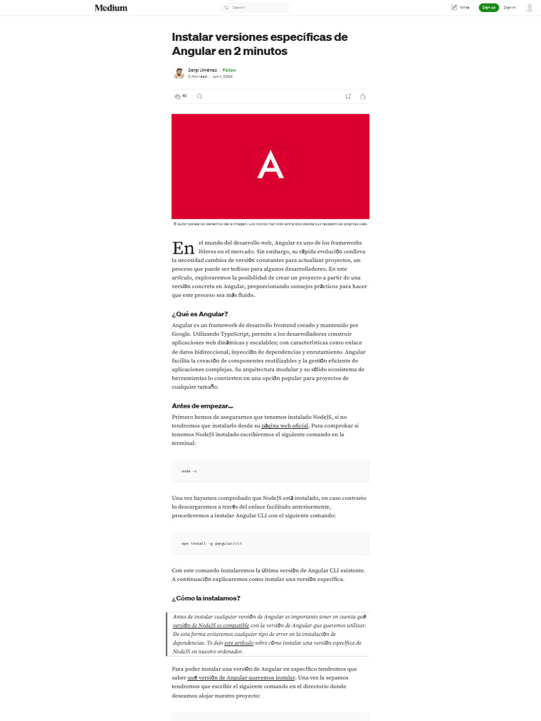 instalar versiones específicas de angular. _ medium | PDF | Ingeniería de software | Informática