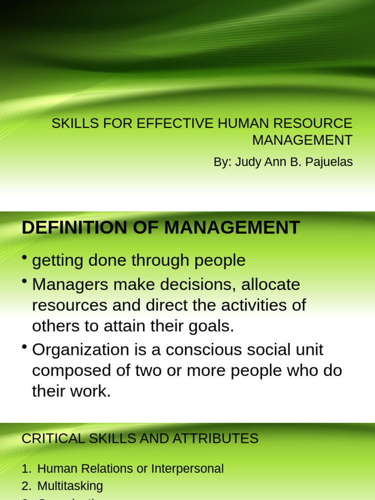 Essential Skills for HR Management | PDF | Human Resources | Human ...