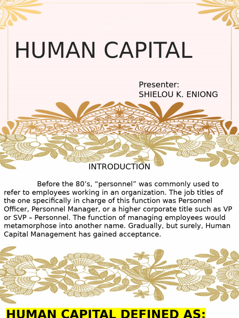 HUMAN CAPITAL | PDF | Human Capital | Capital (Economics)