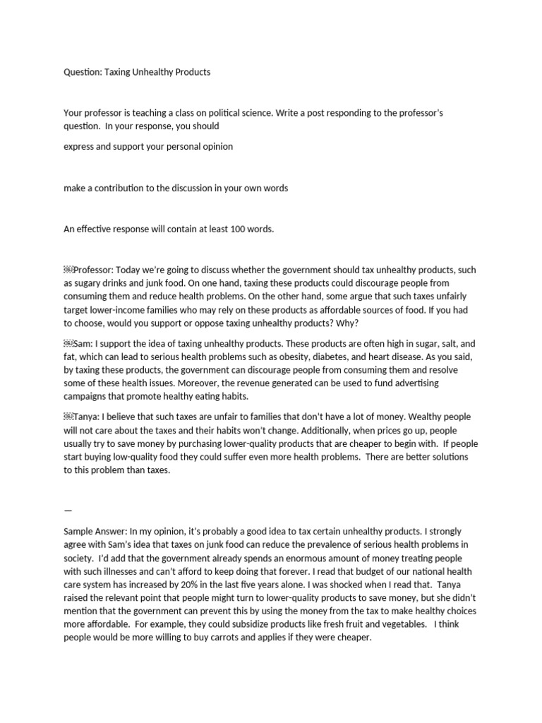 5.taxing Unhealthy Products | PDF | Taxes | Junk Food