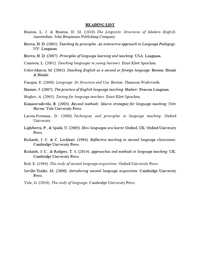 Essential Language Teaching Readings | PDF