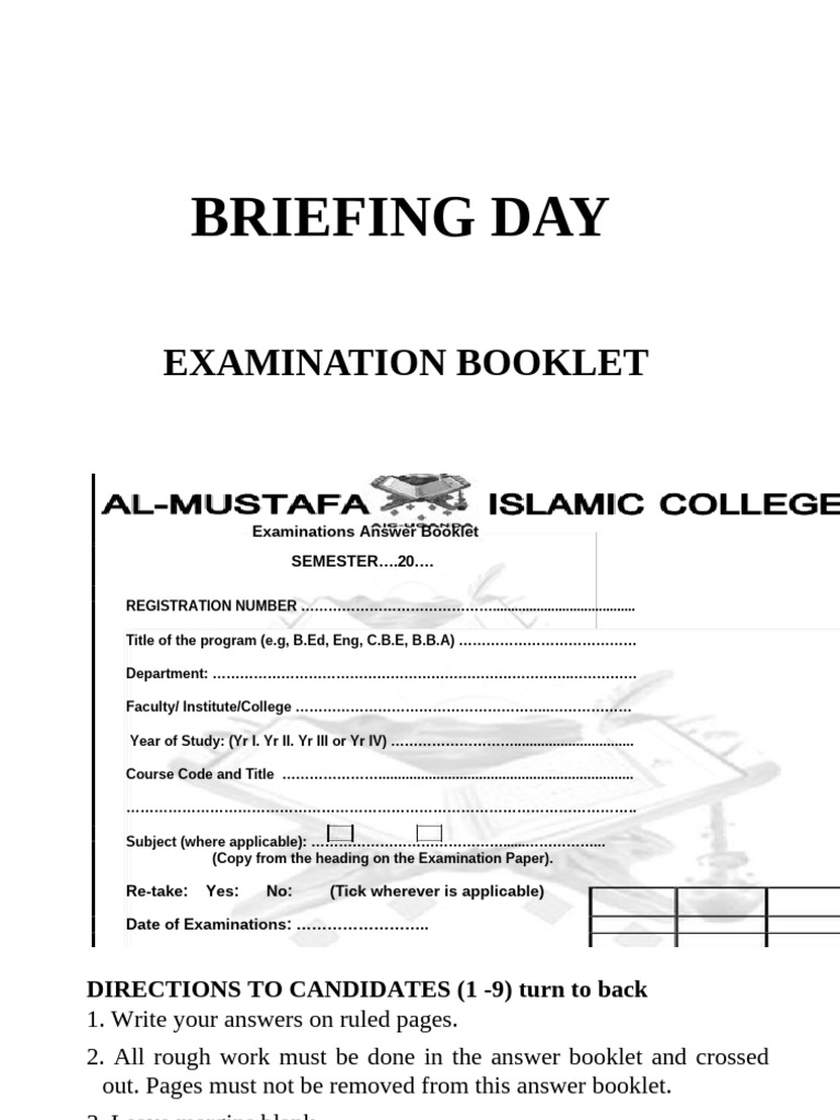 Examination Booklet Guidelines | PDF | Justice | Crime & Violence