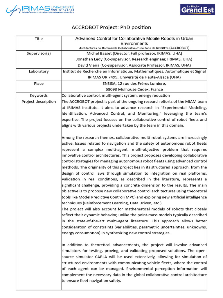 PHD Proposal - Advanced Control For Collaborative Mobile Robots in Urban Environments | PDF ...