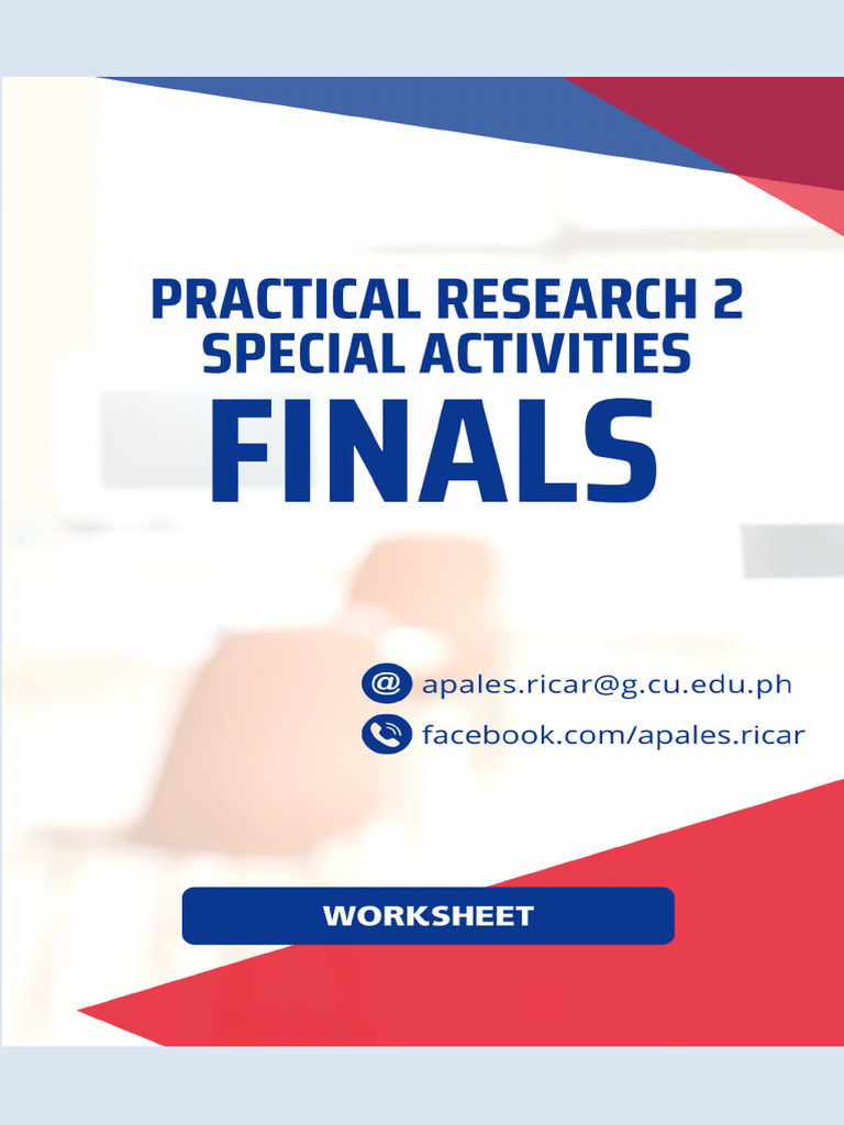 PR2 Special Worksheet FINALS | PDF | Scientific Method | Methodology