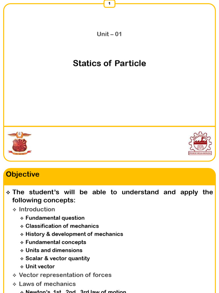 Unit 1 Statics of Particles | PDF | Force | Euclidean Vector