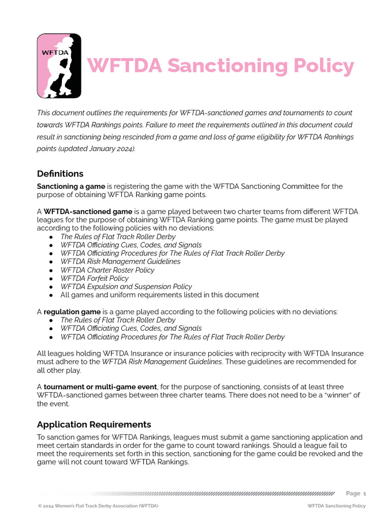 Wftda Sanctioning Policy | PDF | Insurance