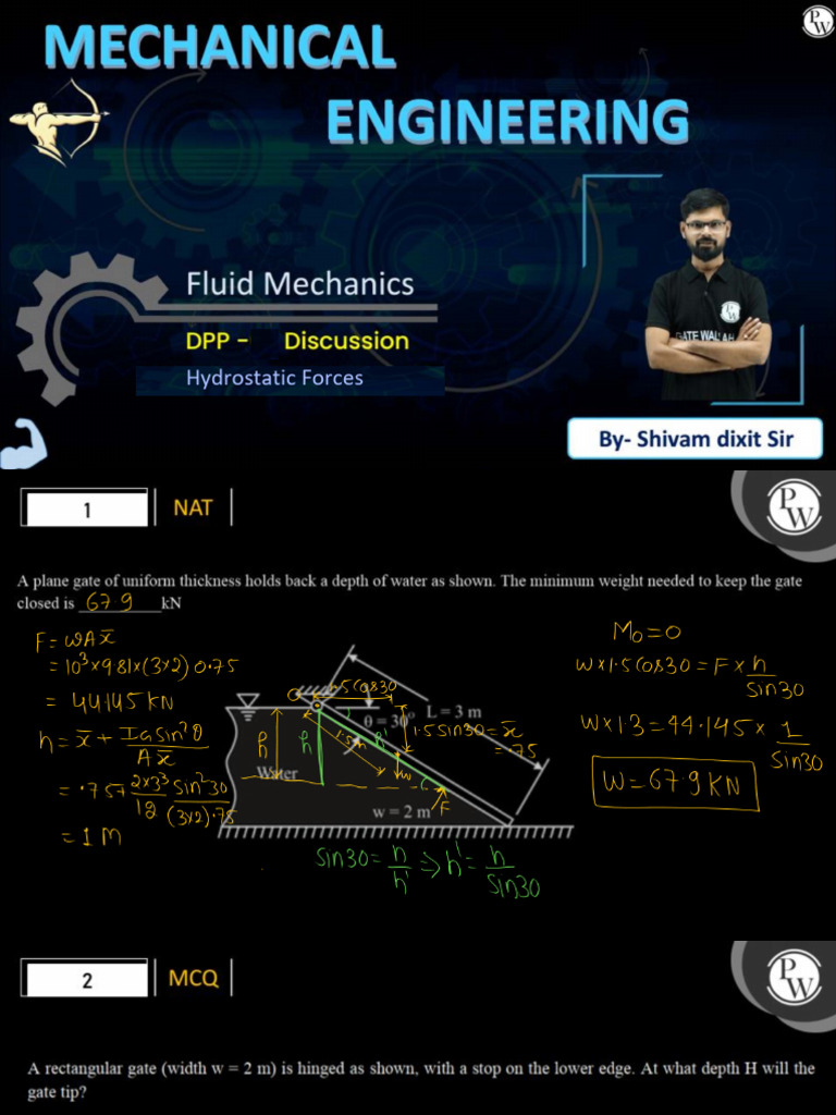Hydrostatic Forces - DPP 01 Discussion Notes-1 | PDF