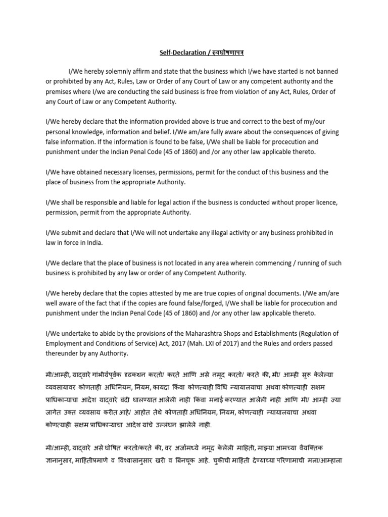 SelfDeclaration Shop FORMAT | PDF