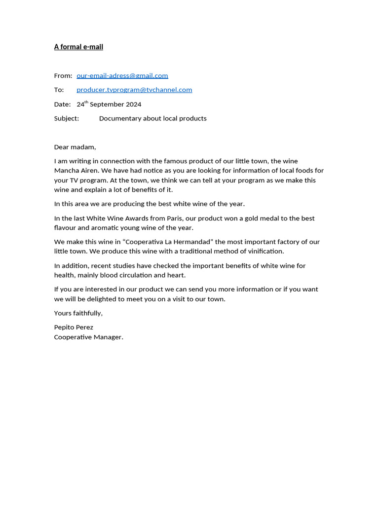 A Formal Email | PDF