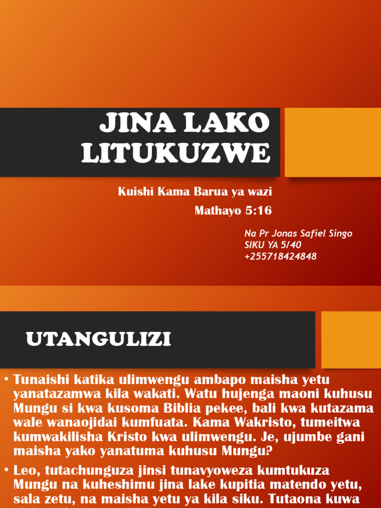 Jina Lako Litukuzwe 40 Days of Prayer | PDF