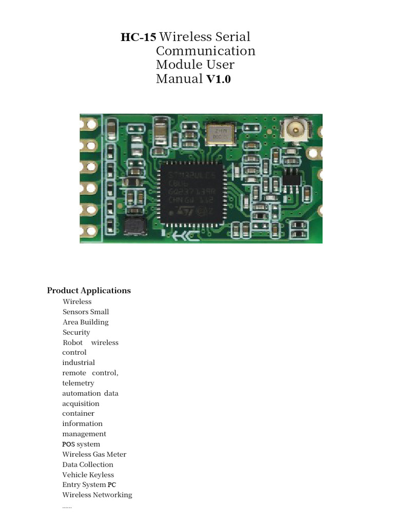 HC-15 Wireless Module User Manual | PDF | Wireless | Radio