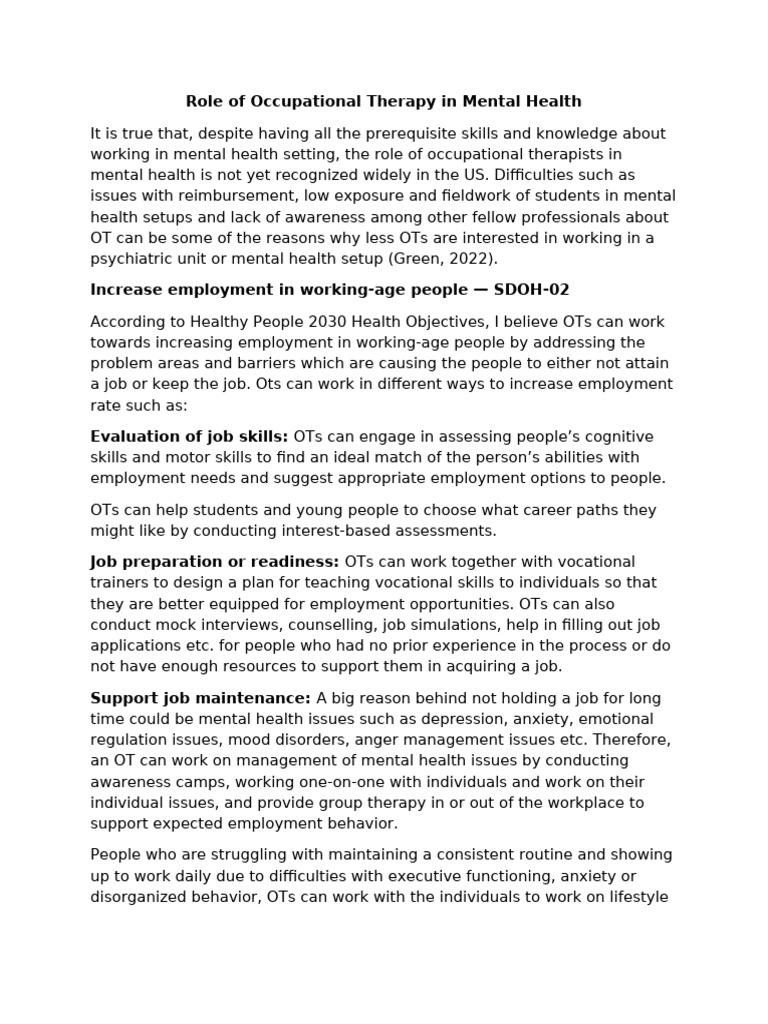 Occupational Therapy's Impact on Mental Health | PDF | Mental Health ...