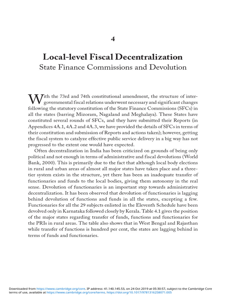 Local-Level Fiscal Decentralization: State Finance Commissions and ...