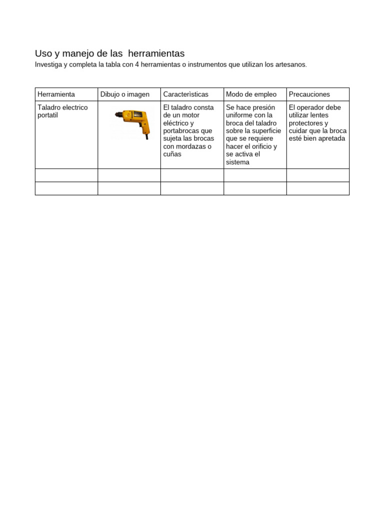 Uso y Manejo de Las Herramientas | PDF