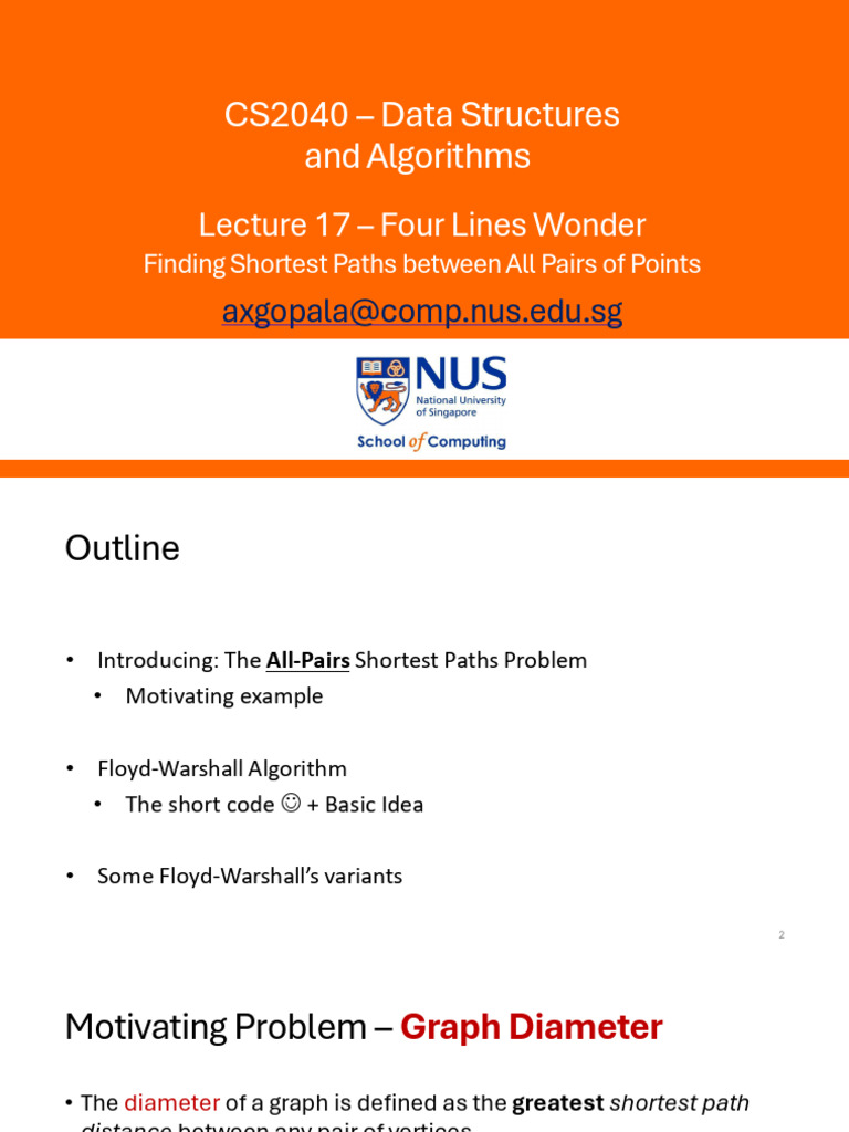 Lecture17-Four-Lines-Wonder_APSP-updated | PDF | Algorithms And Data Structures | Computational ...