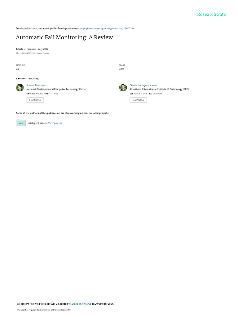 Automatic Fall Monitoring - A Review 171218 | PDF | Accelerometer ...