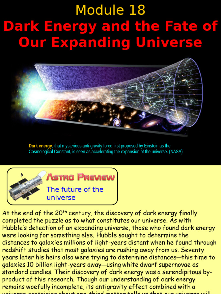 Lecture 18 - Module 18 Dark Energy and Fate of Universe | PDF | Dark Energy | Universe