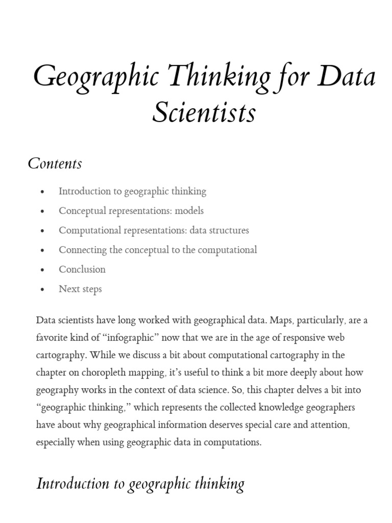 Geographic Thinking in Data Science | PDF | Geographic Information ...