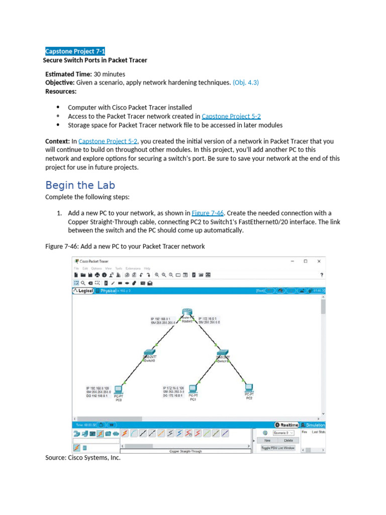 Capstone 7-1 Instructions | PDF | Computer Network | Network Switch